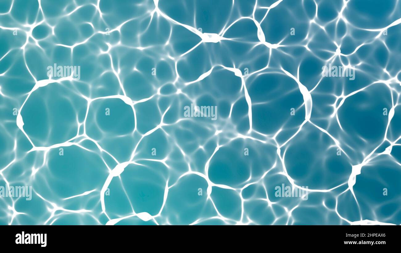 Abstract textural glowing blue background of the surface of the water ...