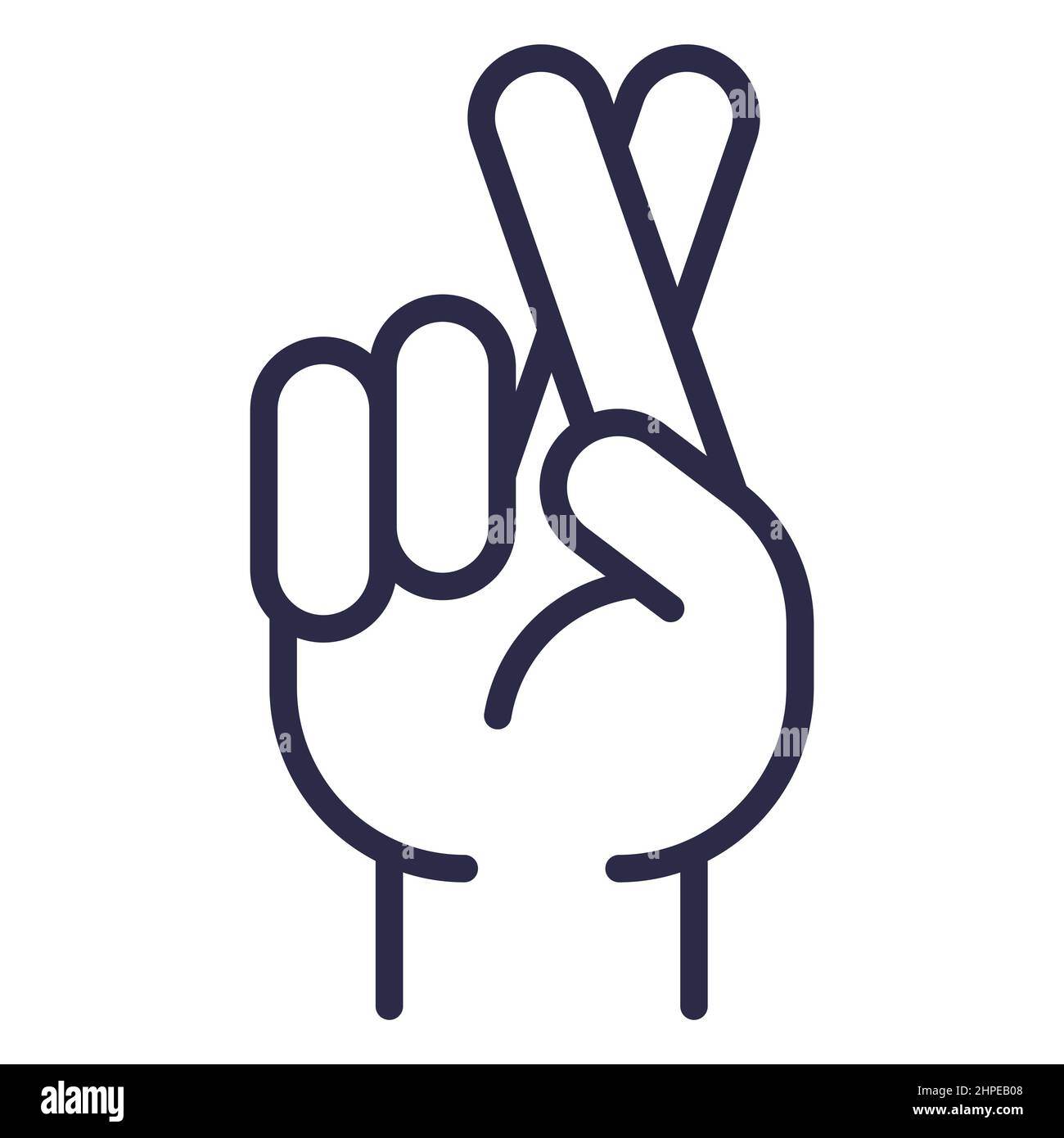 crossed fingers linear icon. gesture for making a wish. flat vector ...