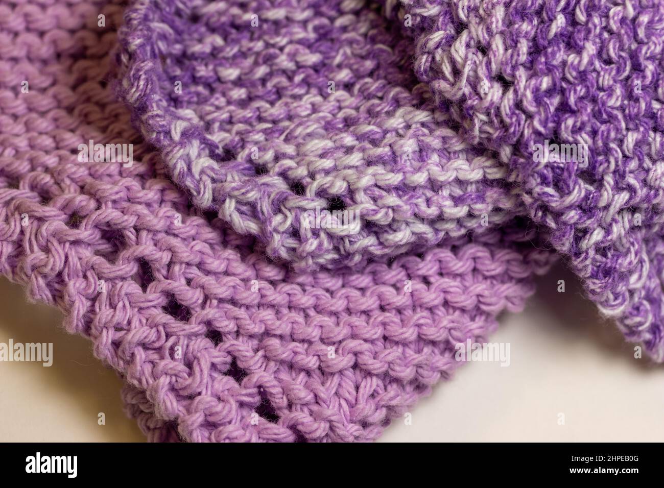 Full frame macro abstract texture background of hand-knitted yarn ...