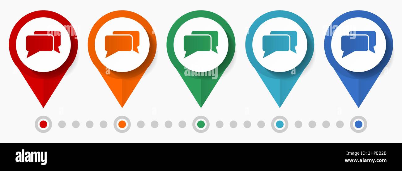 Chat, dialog concept vector icon set, flat design conversation pointers ...