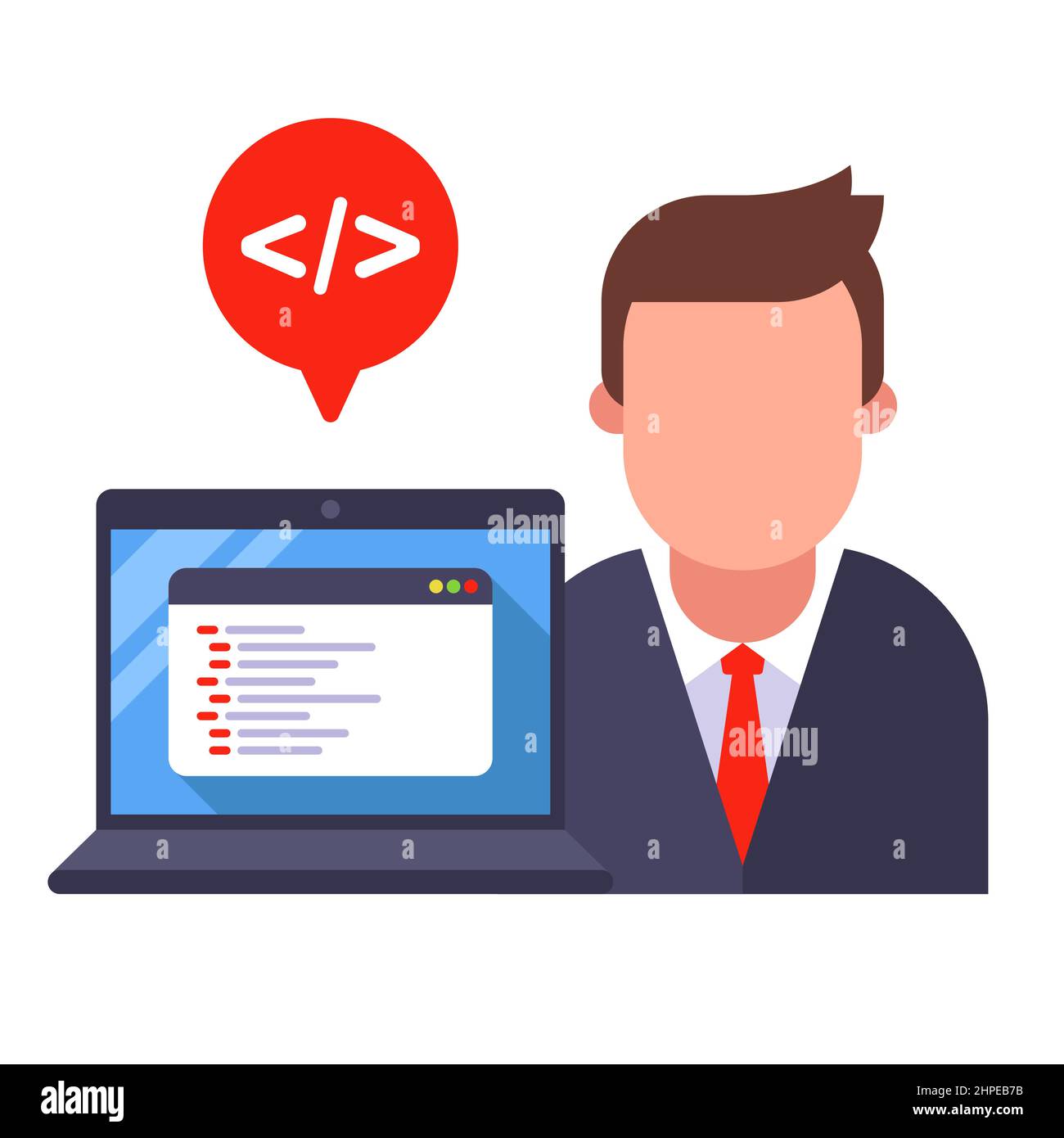 programmer and laptop with program code. flat vector illustration Stock Vector Image & Art - Alamy