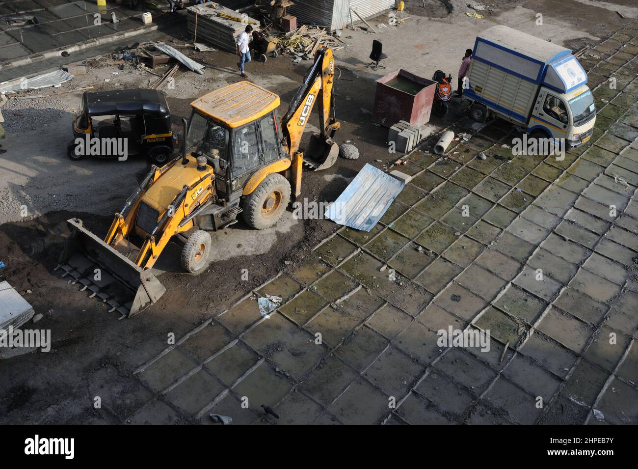 Mumbai Maharashtra India April 2019 Mini Excavator Backhoe Loader Wheel ...