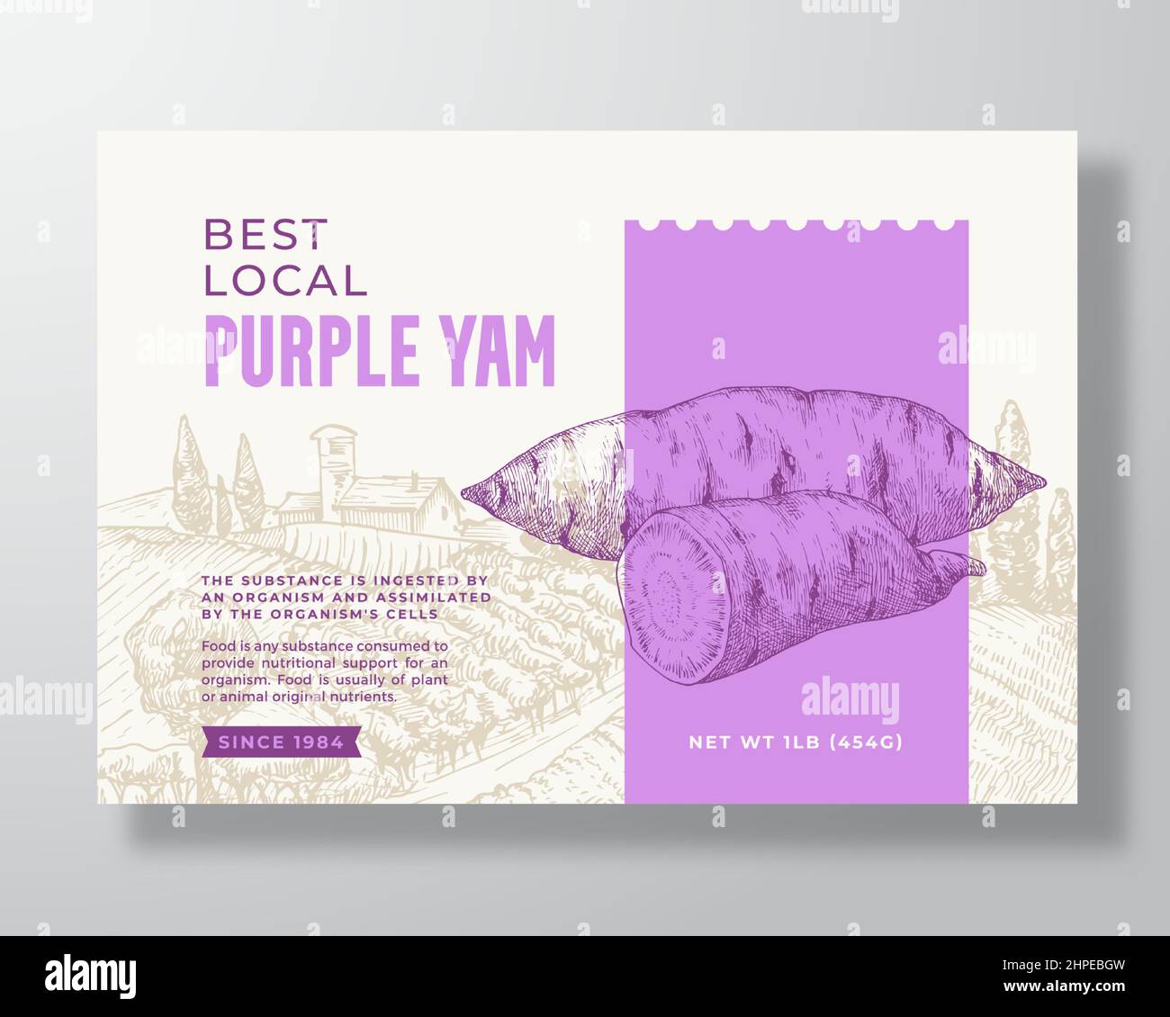 Purple Yam Food Label Template. Abstract Vector Packaging Design Layout ...