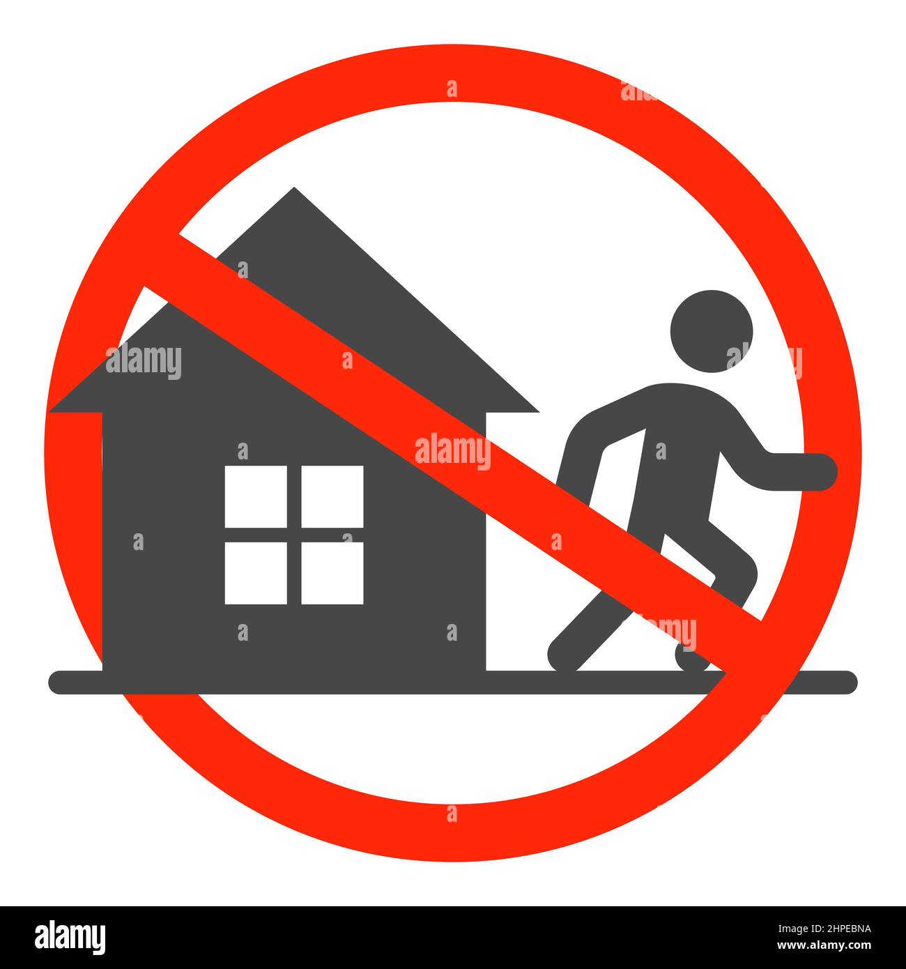 sign of a ban on leaving the house. stay in quarantine at home. flat ...