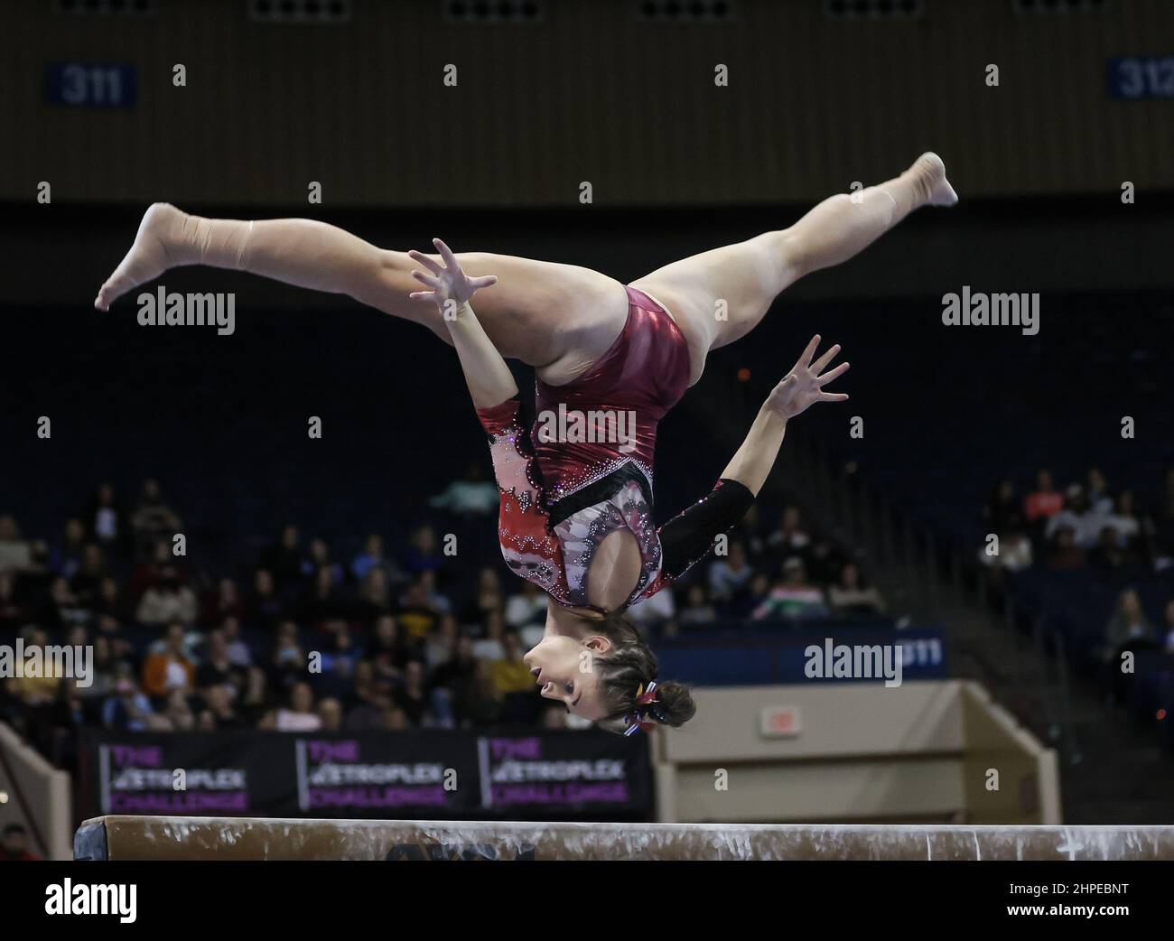Fort Worth, TX, USA. 19th Feb, 2022. Oklahoma's Carly Woodard performs ...