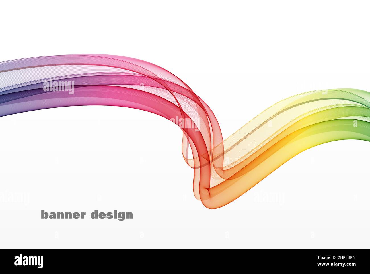 Background with smooth color wave.Multicolored wavy lines on a white ...