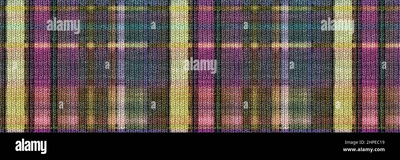 Classic winter tartan knit wool plaid seamless edging border. Retro ...