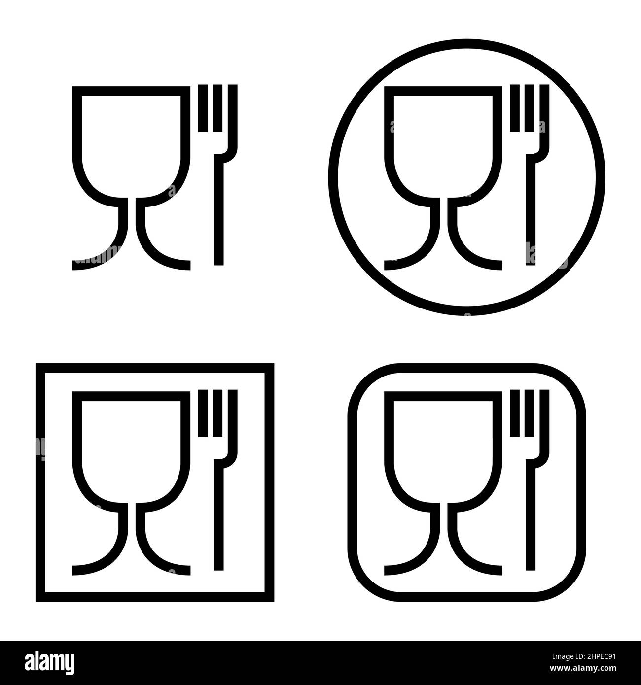 Set of Food safe symbol. The international icon for food safe material ...