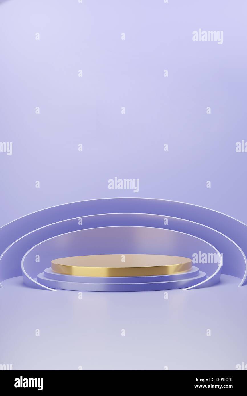 Very pery background with golden podium, 3d render Stock Photo - Alamy