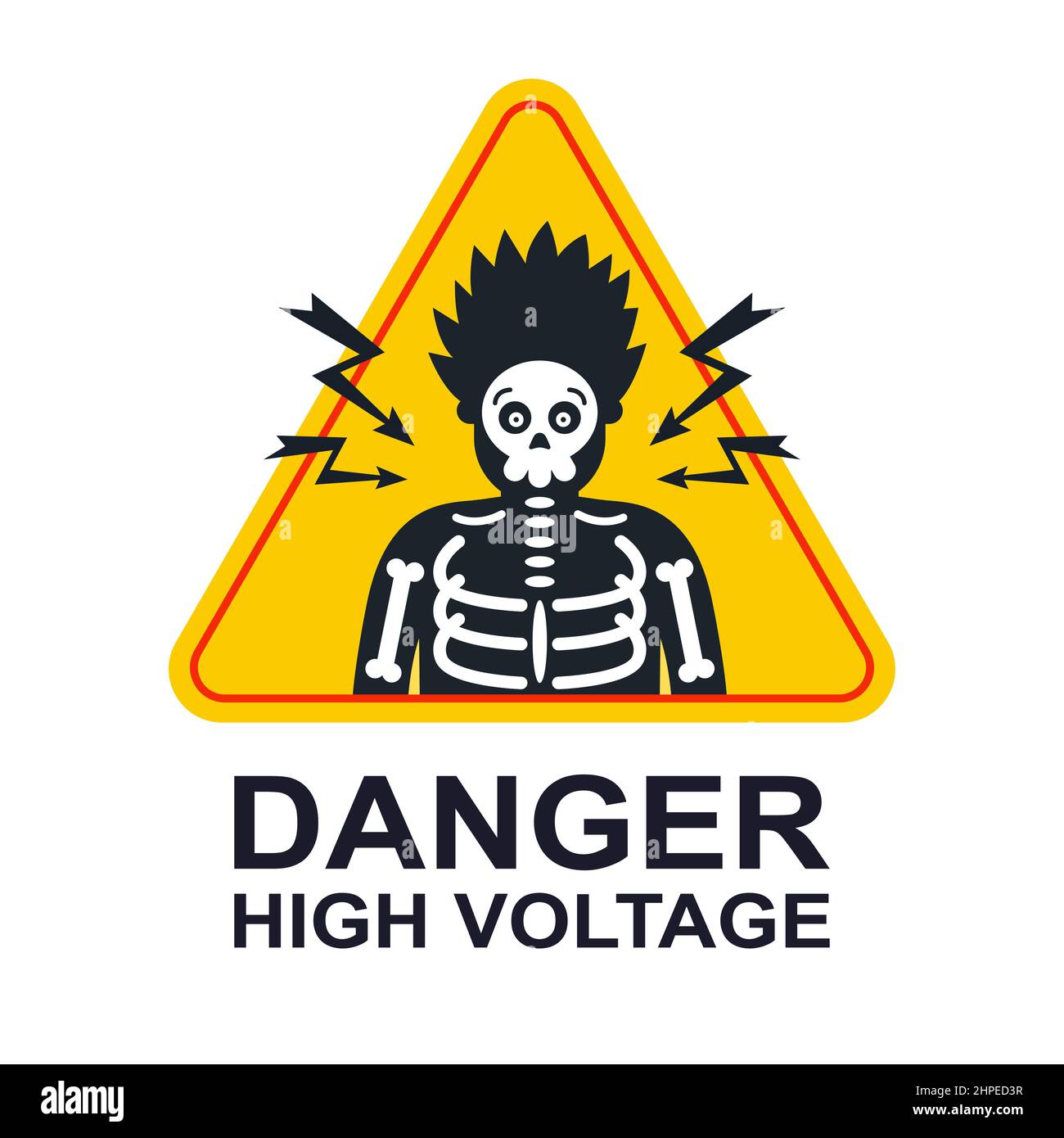 yellow sticker caution high voltage. electric shock by a person. flat ...