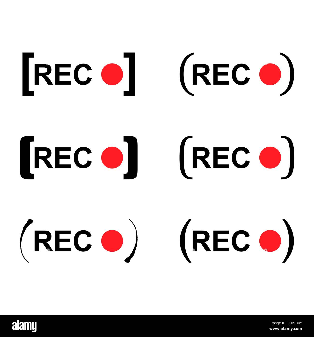 Set of recording sign button, red app panel, rec, vector symbol ...
