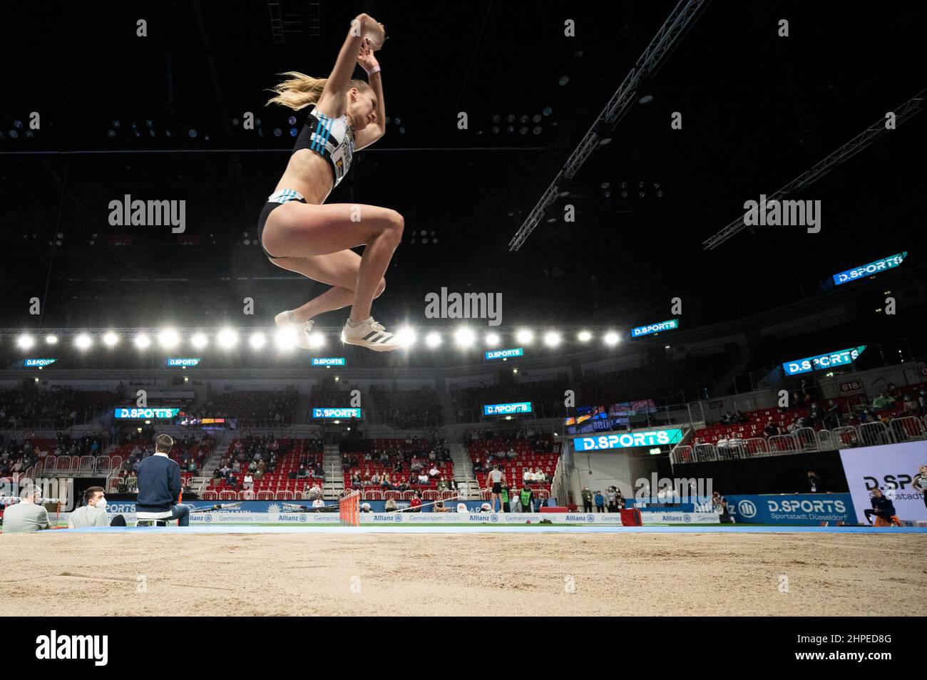 Duesseldorf, Germany. 20th Feb, 2022. Germany's Merle Homeier jumps ...