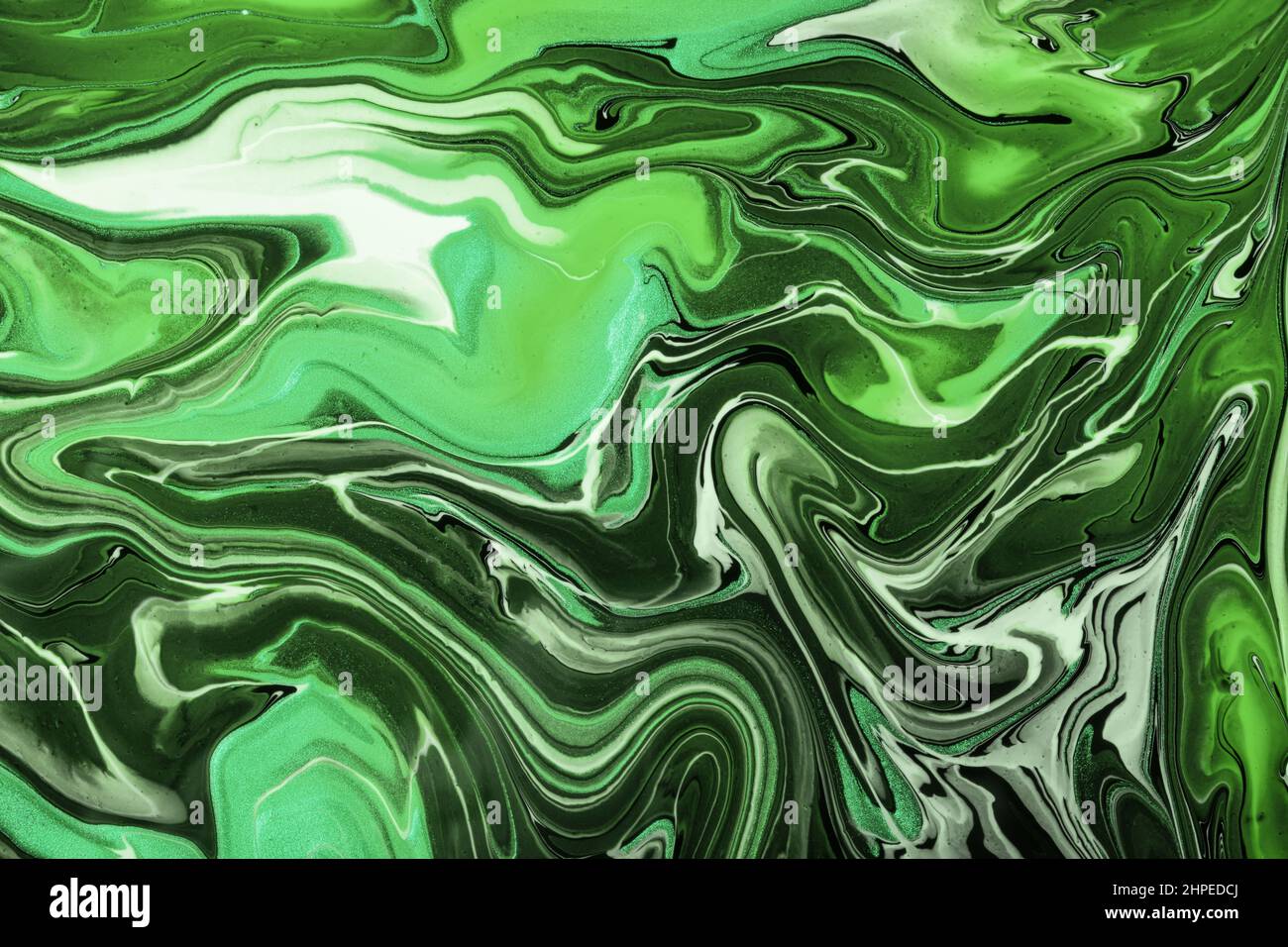 Abstract fluid art background dark green and emerald colors. Liquid ...