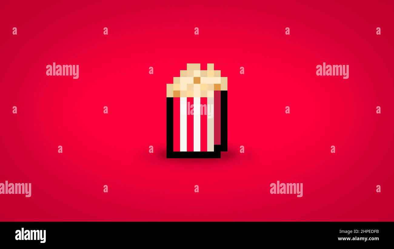 Pixel popcorn background - high resolution 4K wallpaper Stock Photo - Alamy