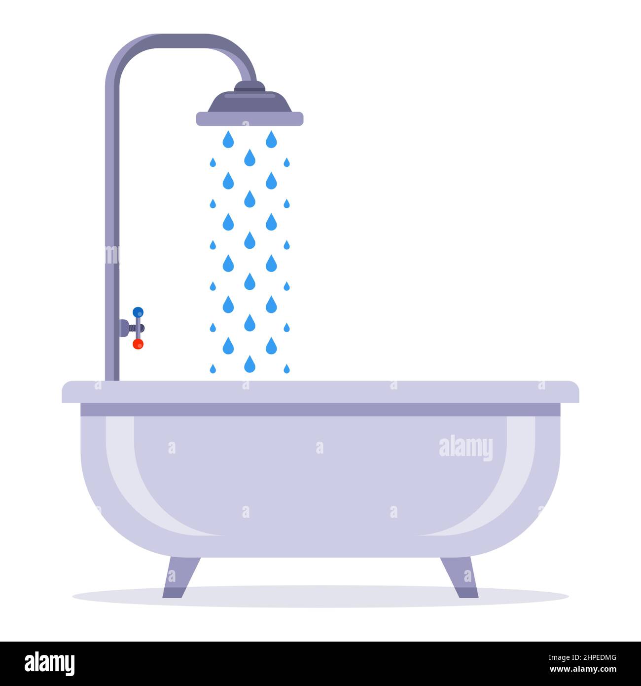 bath with a tap with water. wash in the shower. flat vector ...