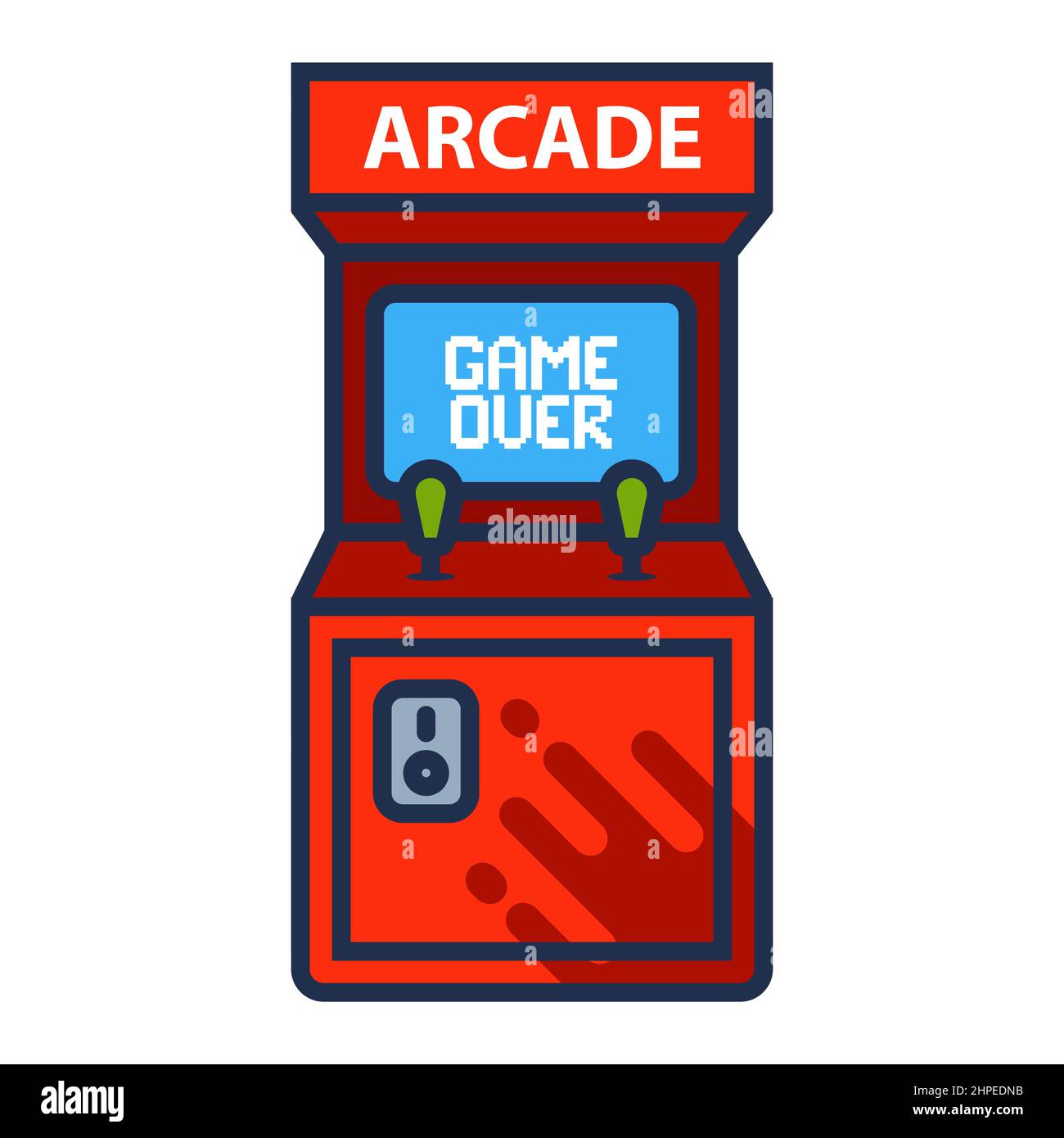 arcade machine icon with game over screen. flat vector illustration ...