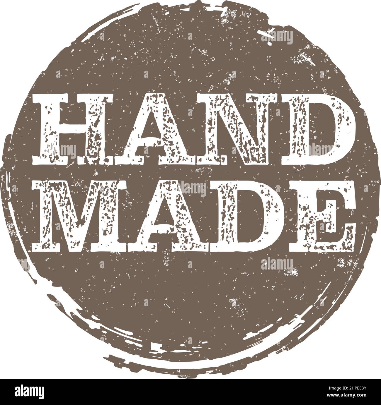 brown round color splash with word handmade, HANDMADE label vector ...