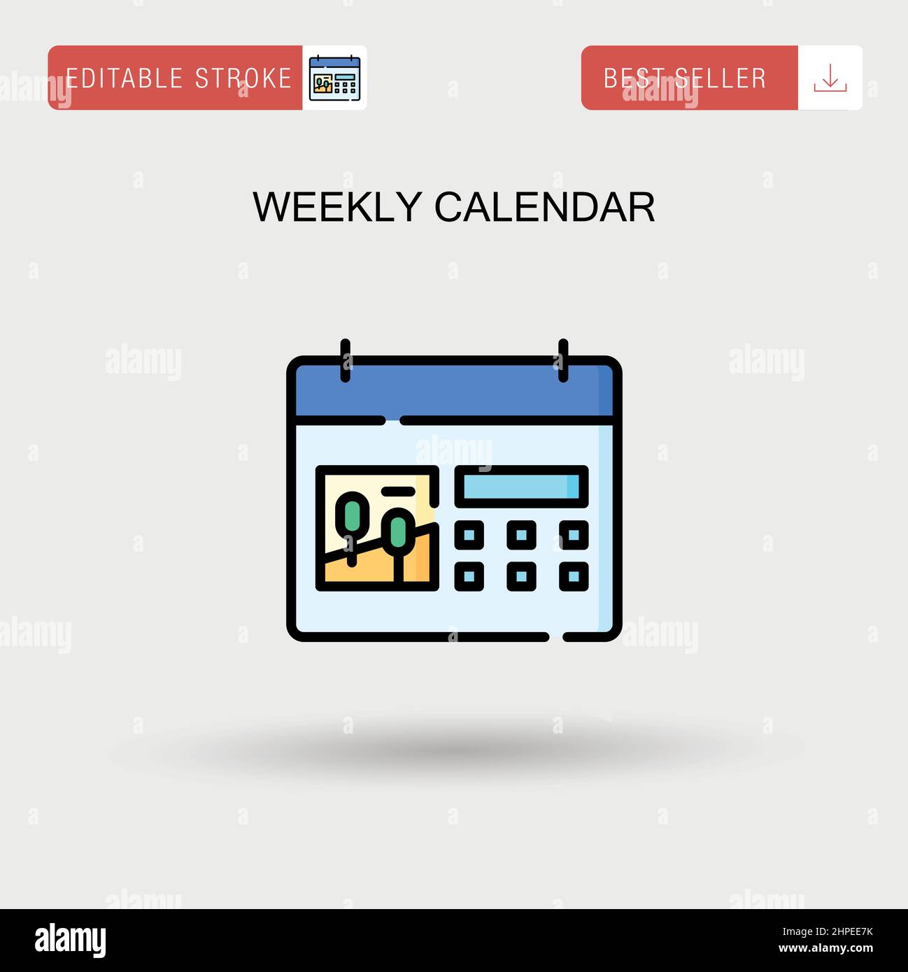 Weekly calendar Simple vector icon Stock Vector Image & Art - Alamy