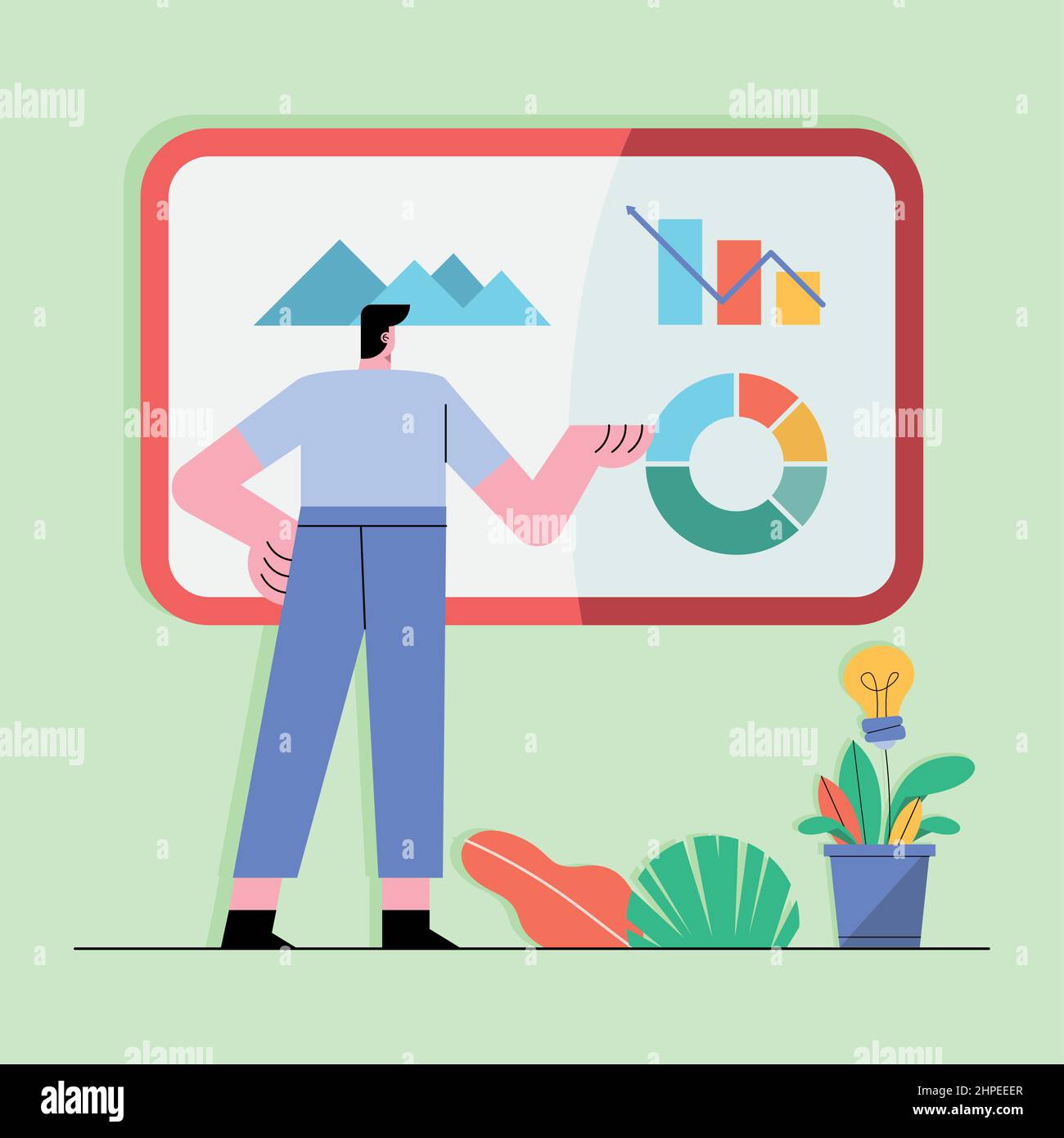 Innovative man with statistics character Stock Vector Image & Art - Alamy