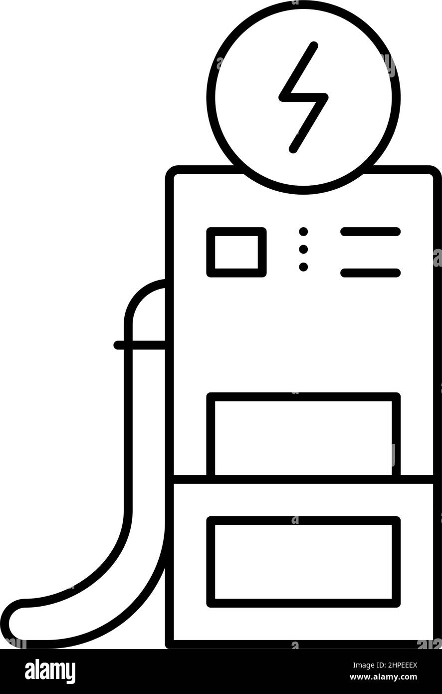 operator refuel car, gas station worker service line icon vector ...