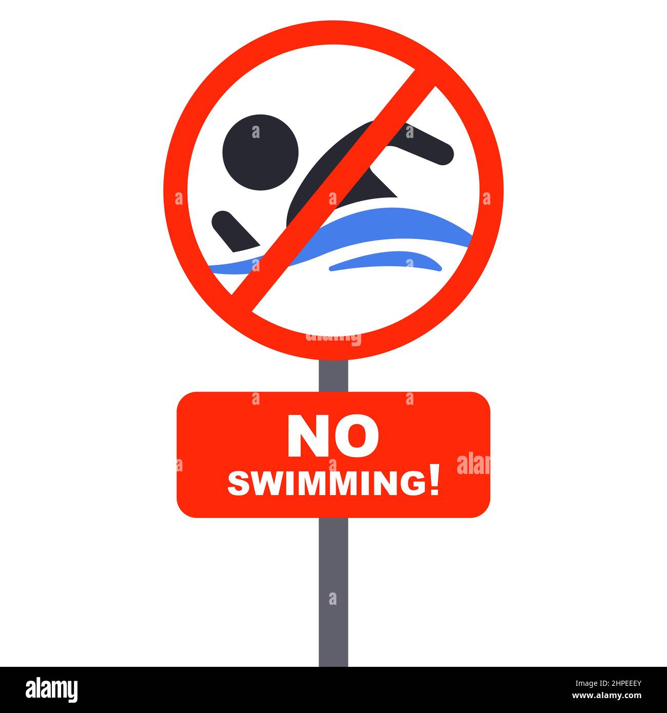 sign with a sign it is not allowed to swim. flat vector illustration ...