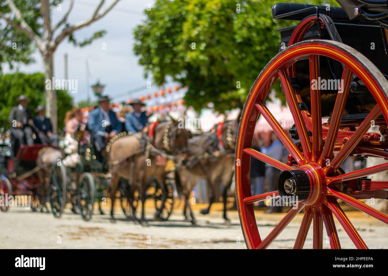 the colorful traditional folk festivals in Seville, spain Stock Photo ...