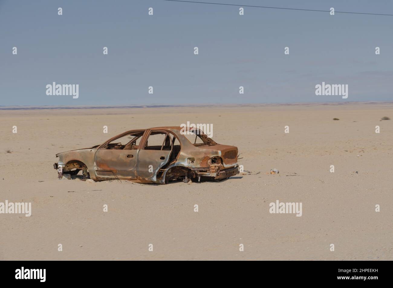 Shot of a lost car in a desert in Swakopmund, South Africa Stock Photo ...