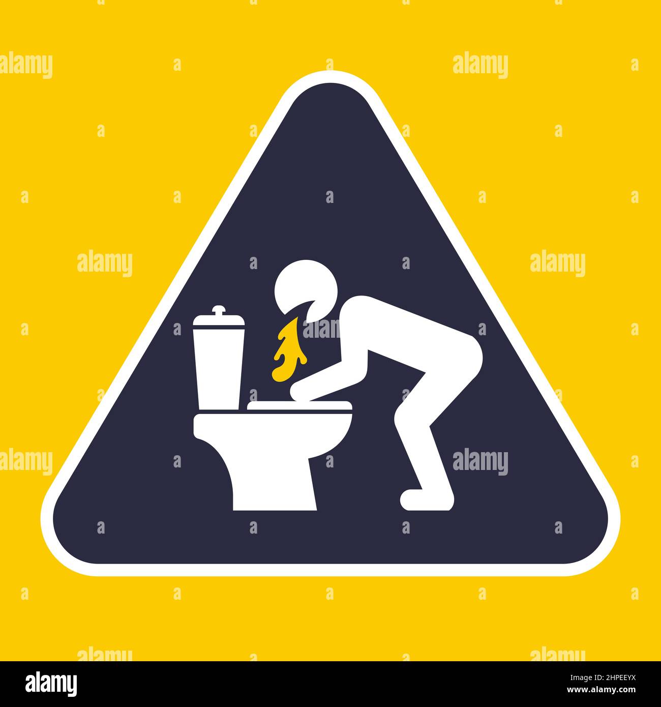 triangular sign to vomit in the toilet. flat vector illustration Stock ...