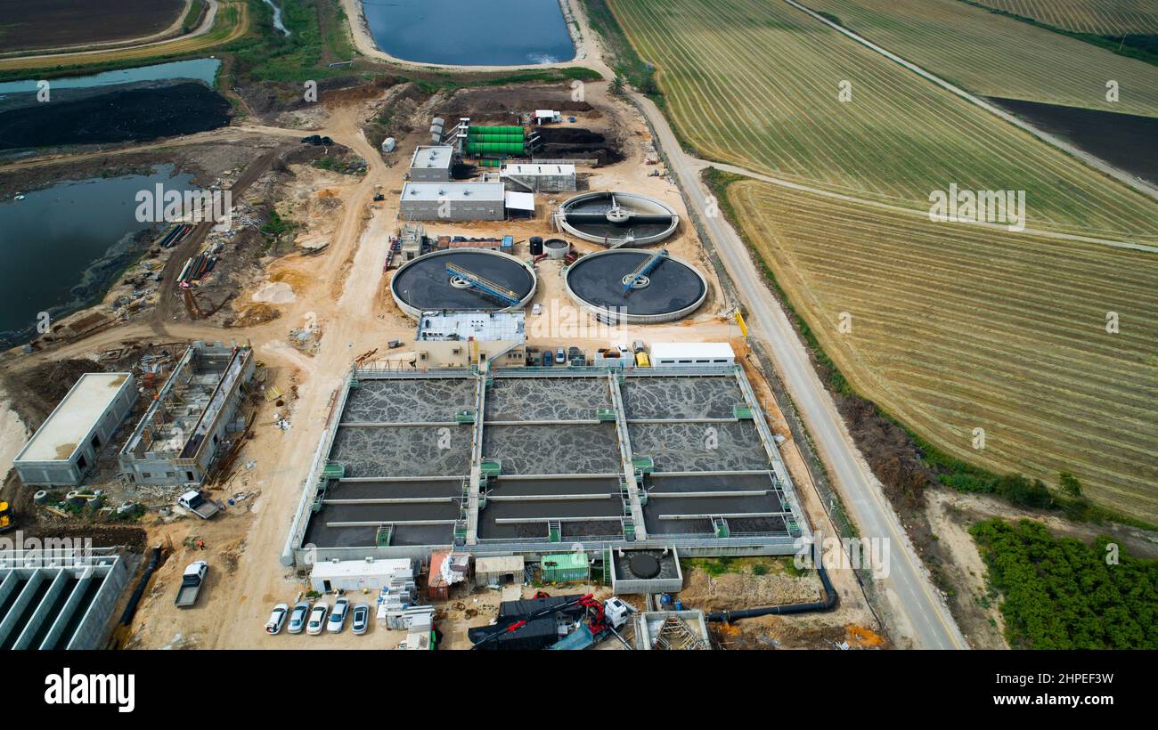 Aerial photography Preparation of compost for agriculture Stock Photo ...