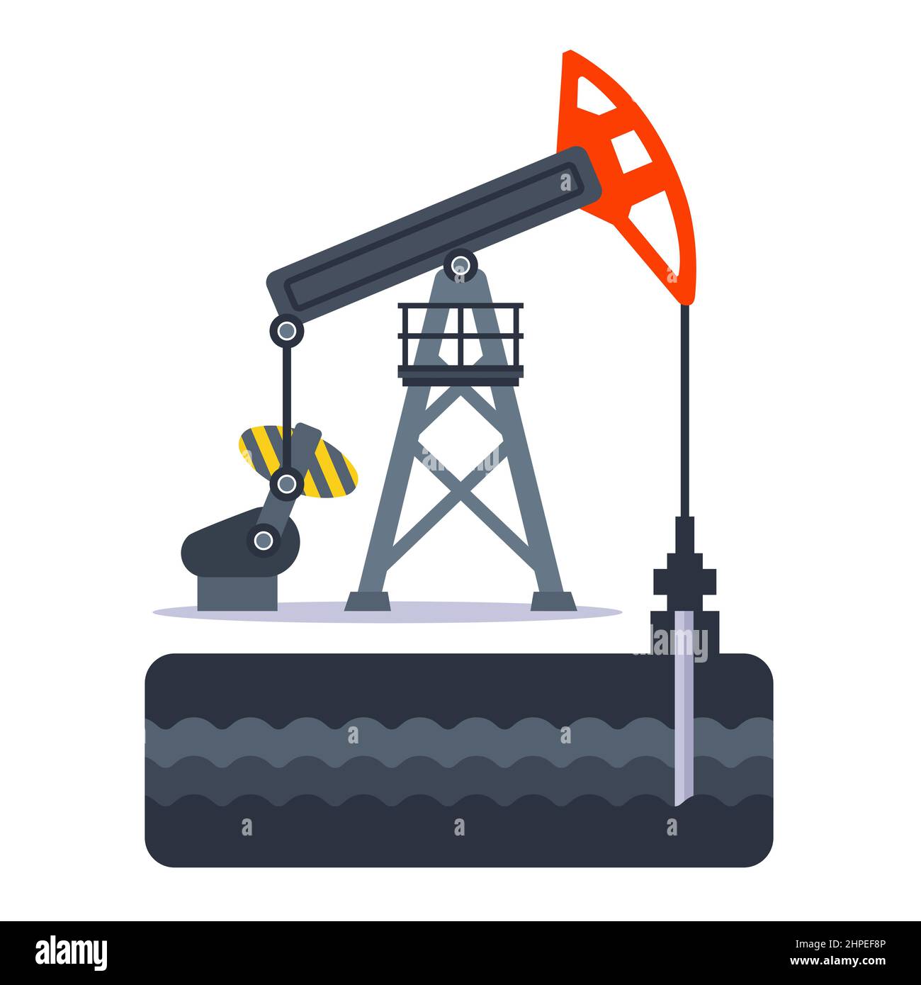 extraction of oil from over the ground using an oil rig. flat vector ...