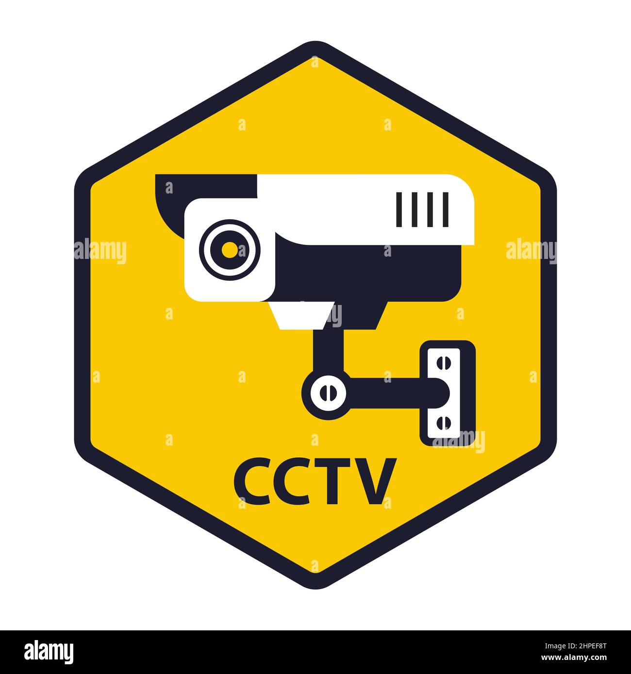 yellow sign is under video surveillance. flat vector illustration Stock ...