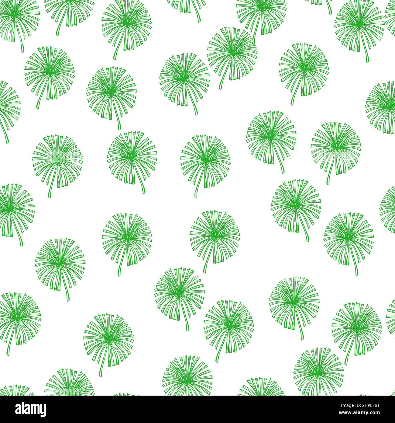 Fan palm leaves seamless pattern on. Vintage tropical foliage in ...