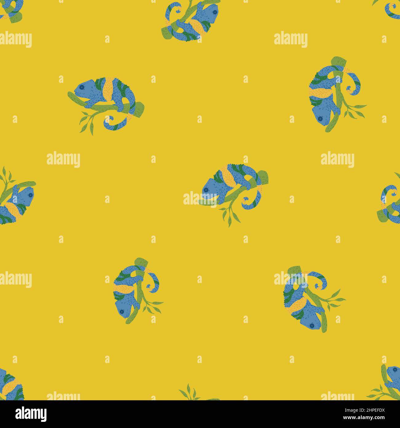Chameleon seamless pattern. Background of tropical lizard. Repeated ...