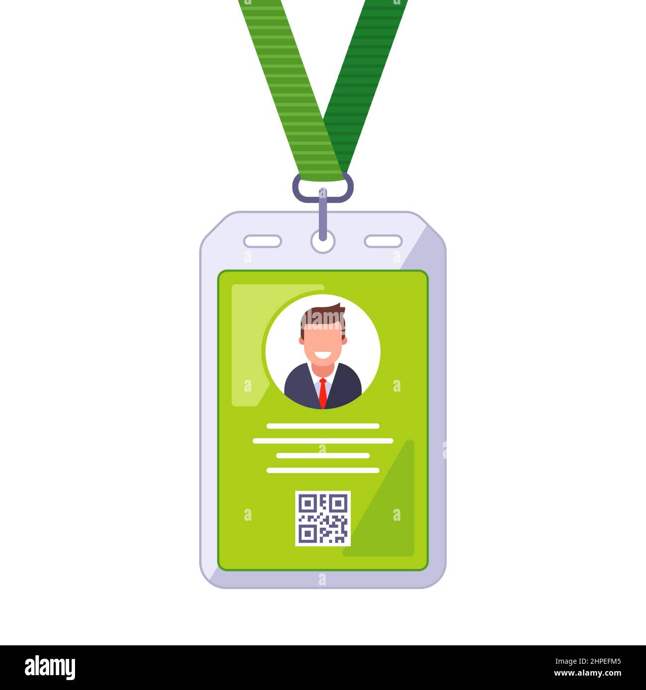 badge on the neck for personal identification. flat vector illustration ...