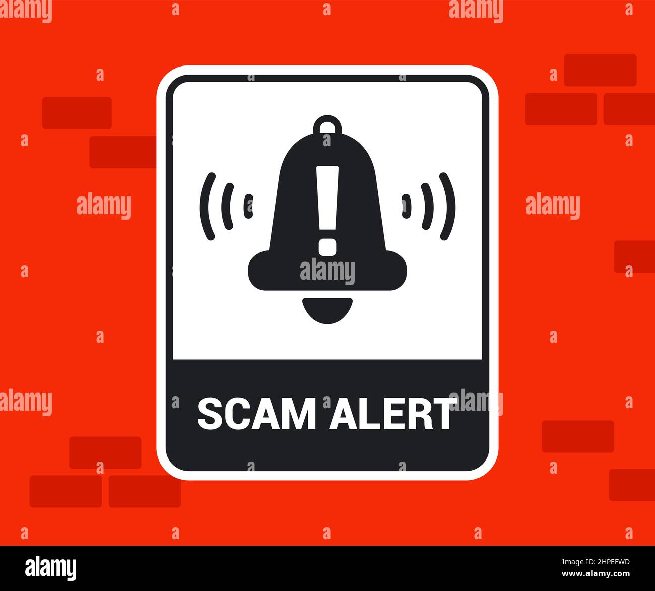 sticker on a brick wall fraud warning. flat vector illustration Stock ...