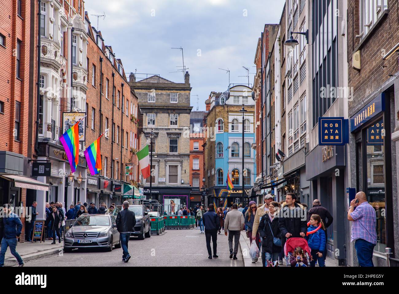 Soho area, the fashionable and entertainment district in London, United ...