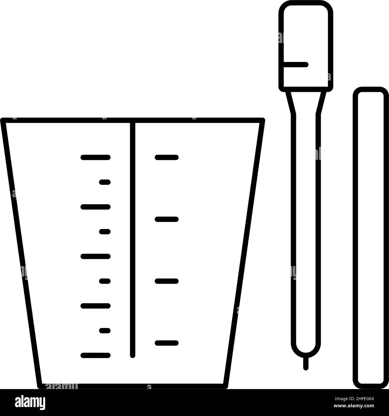 measuring cup and stick tool resin art line icon vector illustration ...