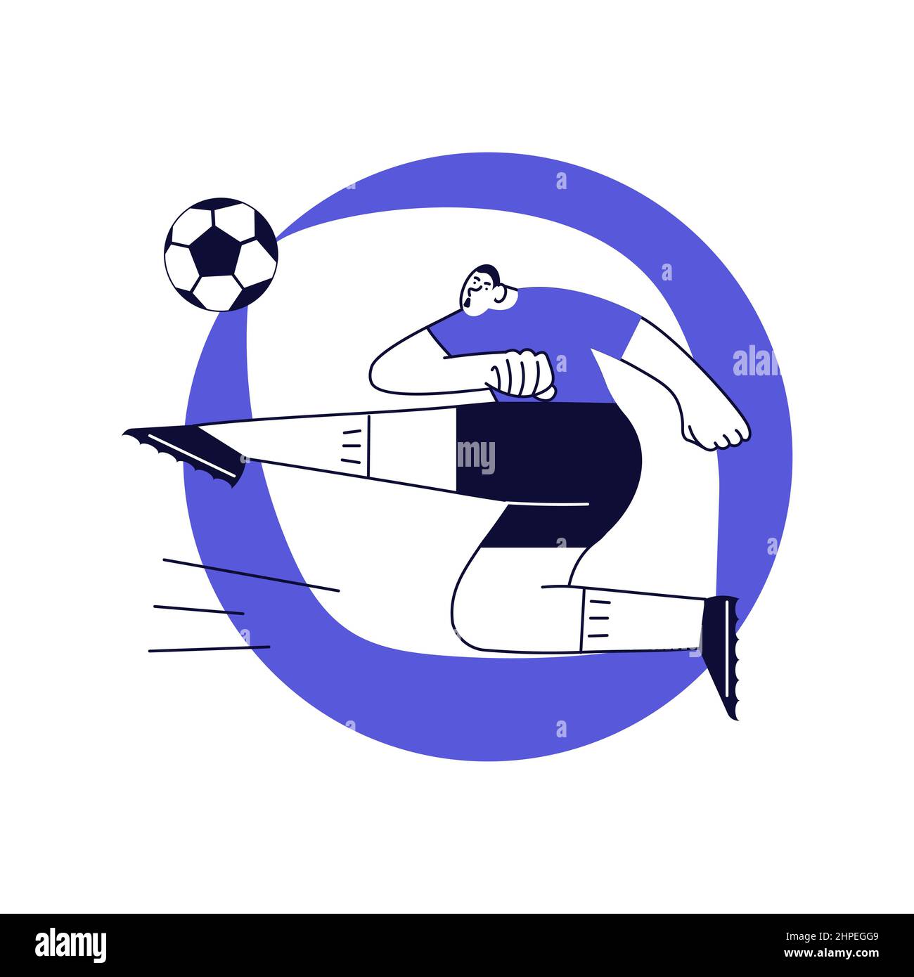 Round template with Soccer player kicking the ball. Sportsman in modern ...