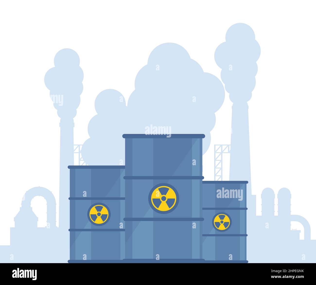 Radioactive waste in barrels and highly polluting factory plant with ...
