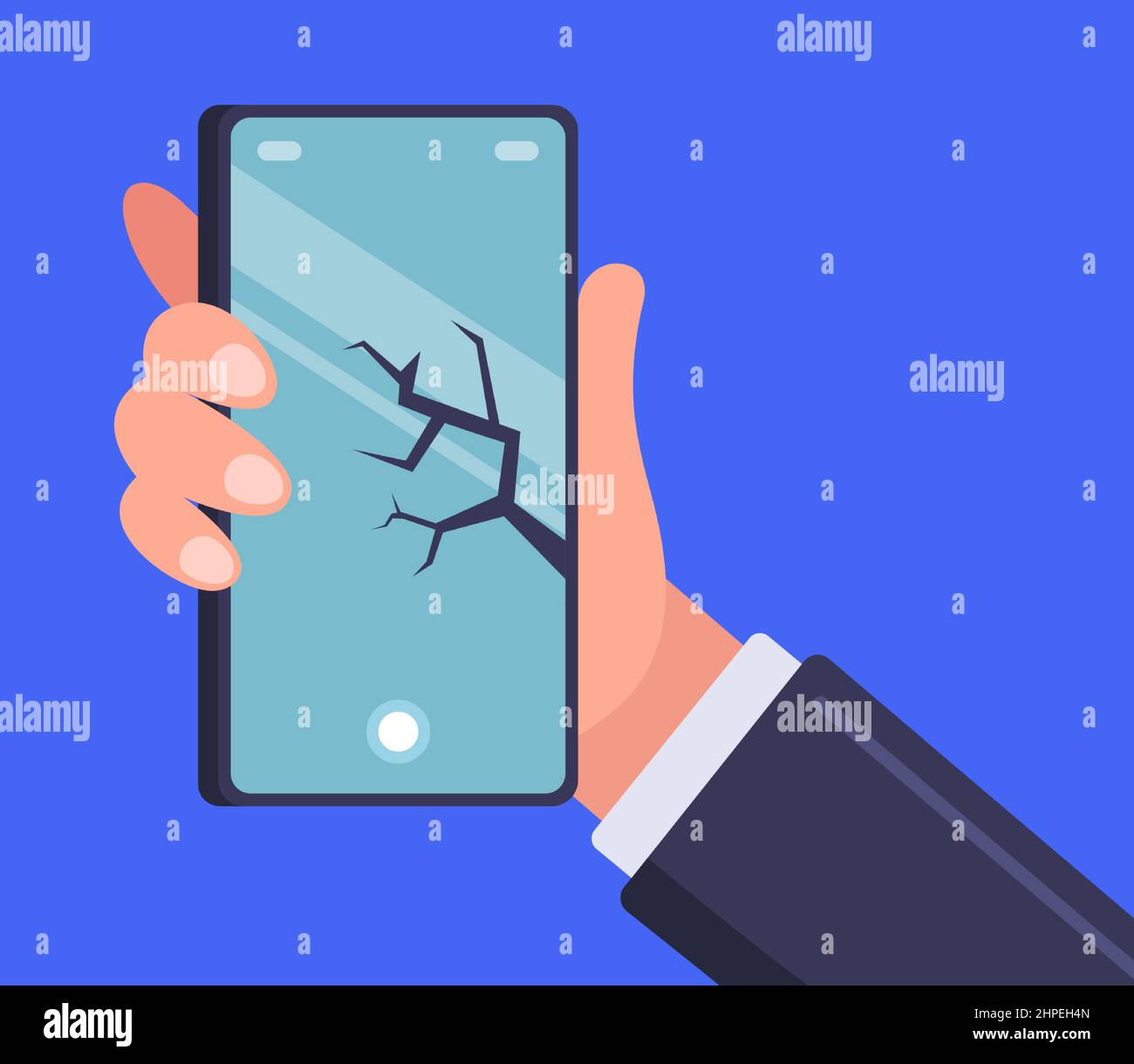 crack on the smartphone. smash your phone. flat vector illustration ...