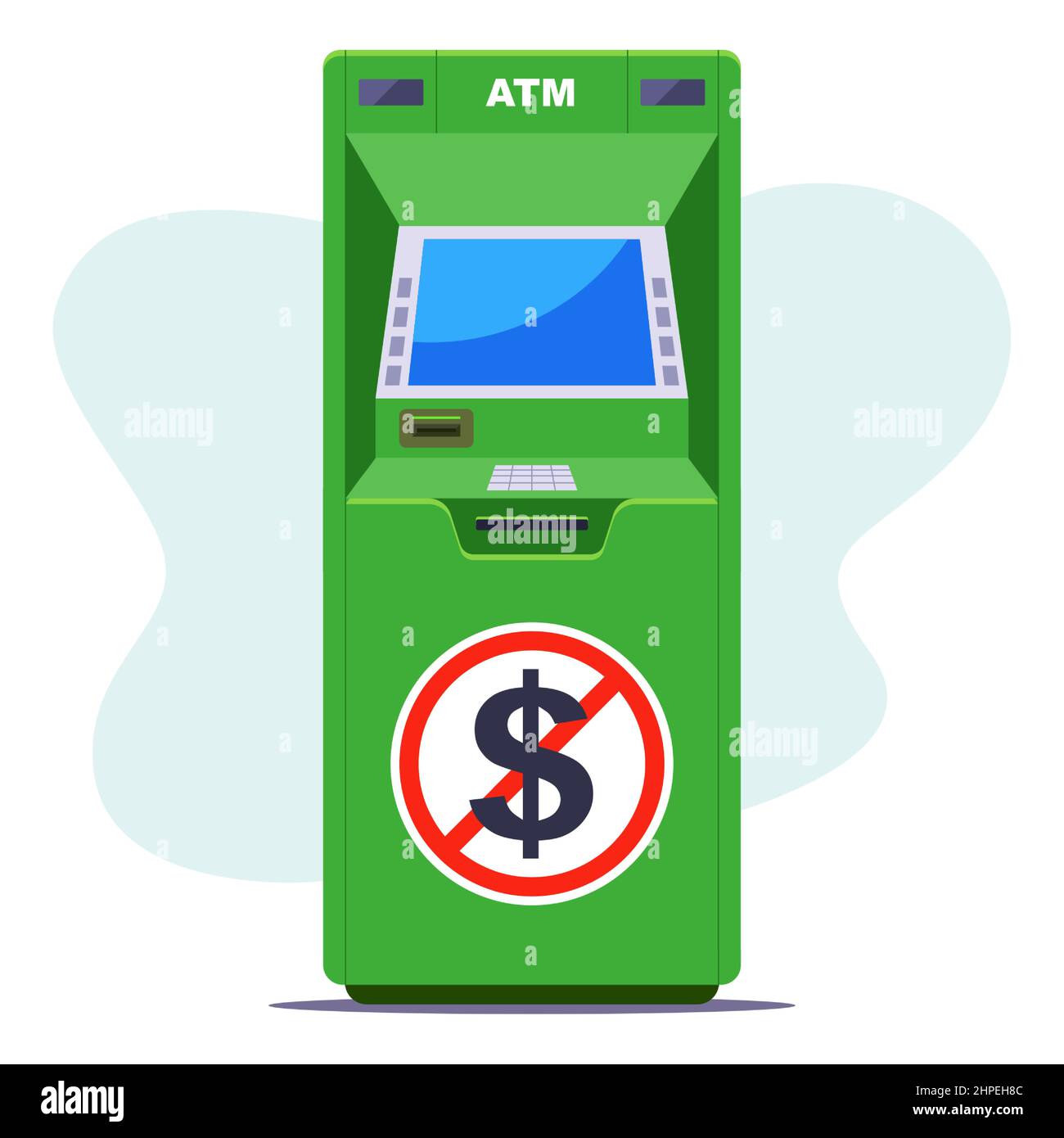 green ATM where there is no cash. shortage of money at the ATM. flat ...