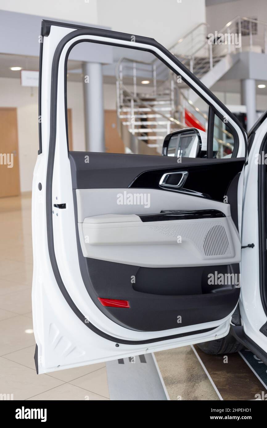 Russia, Izhevsk - February 17, 2022: KIA showroom. Interior of new ...