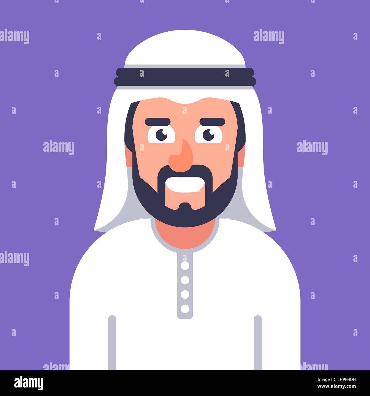 smiling Arab in traditional dress. flat vector character illustration ...