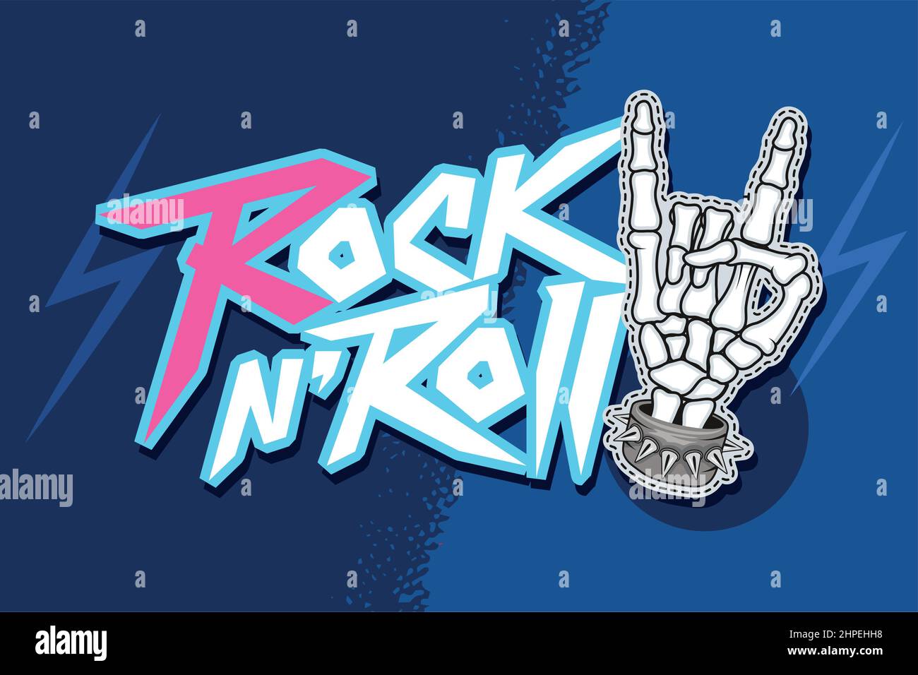 rock and roll skull hand patch Stock Vector Image & Art - Alamy