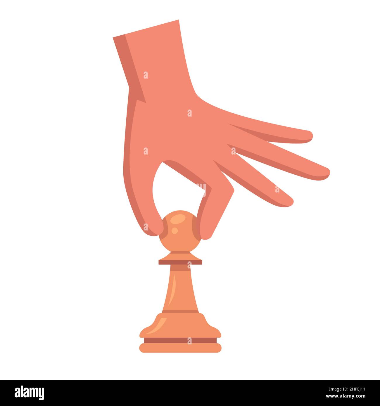 hand with a pawn. make a move on the chessboard. flat vector ...