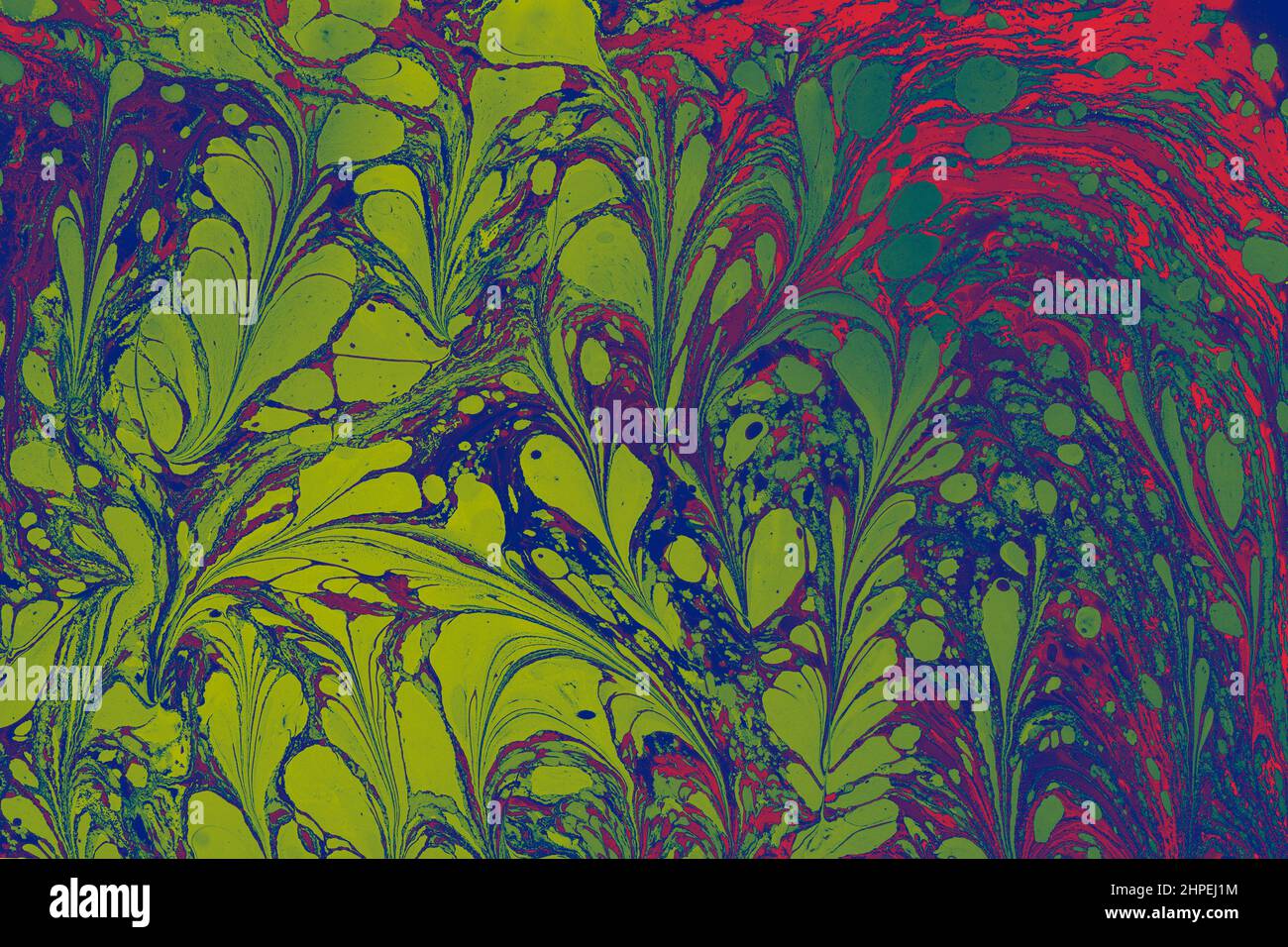Ebru Marbling texture with floral patterns Stock Photo - Alamy