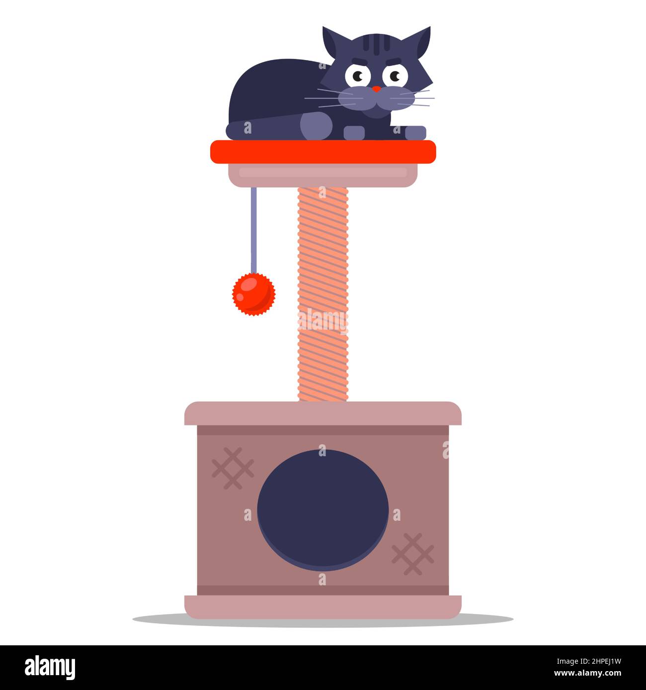 scratching post for a domestic cat. corner for the animal. flat vector ...