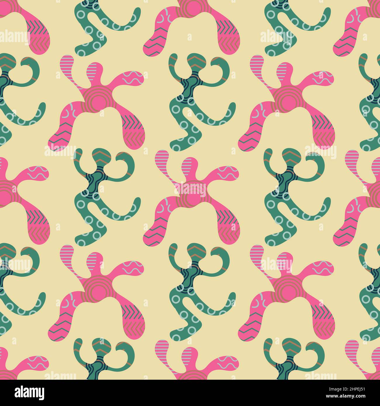 Funky dancing people vector pattern background. Fun backdrop of ...