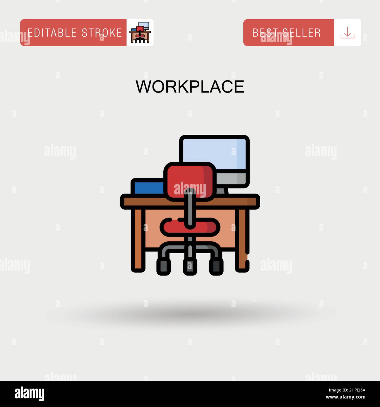 Happy woman employee workplace Stock Vector Images - Alamy