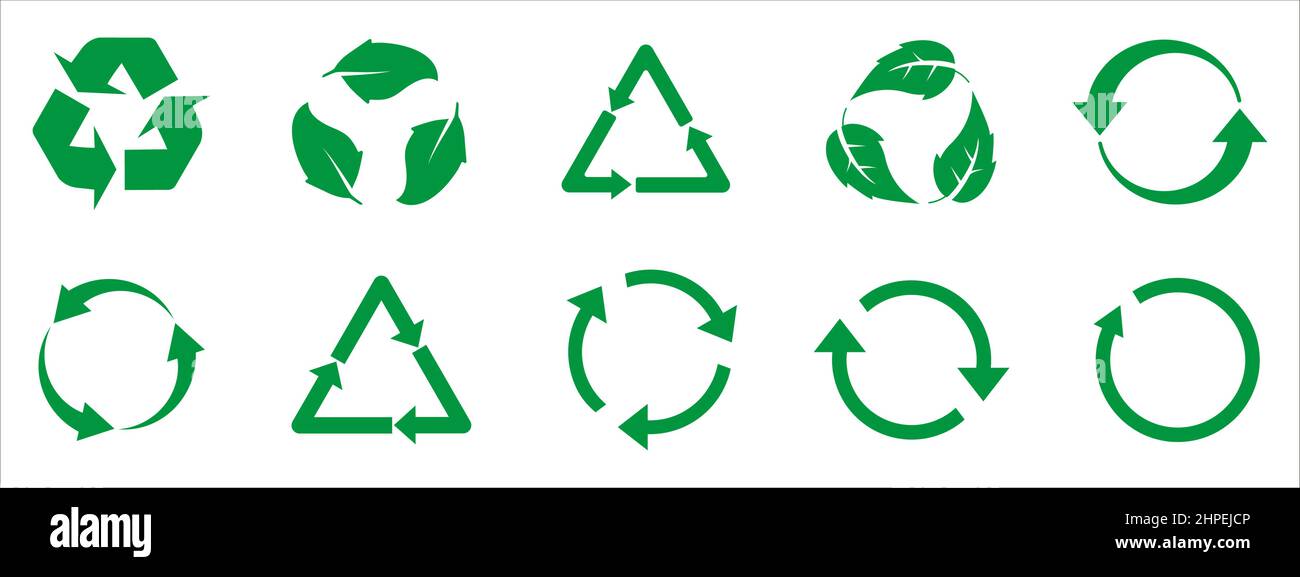 Green arrow recycle, icon set. Vector illustration. Flat design Stock ...